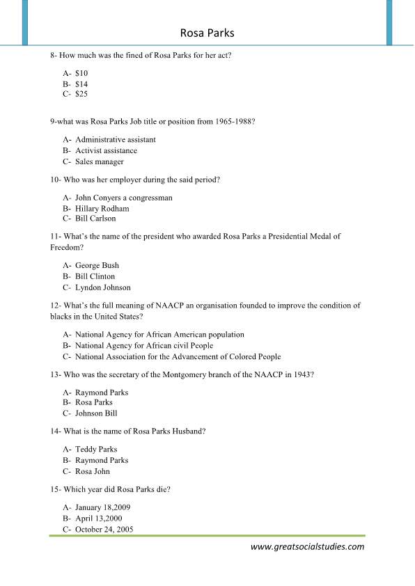 Rosa Parks Facts 3rd Grade Worksheets Rosa Parks Early Life GREAT Rosa Parks Facts 3rd Grade Worksheets Rosa Parks Early Life GREAT